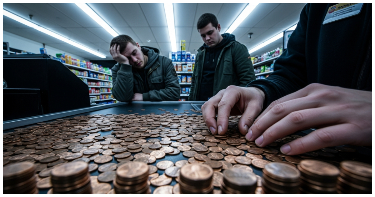 Two Pranksters Slammed Down Pennies, But The Cashier Was Ready