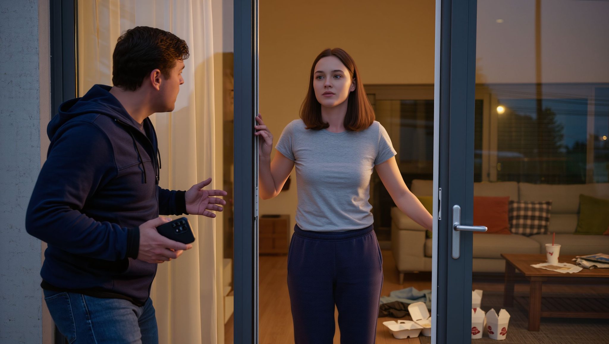 Young Woman Blocks Pushy New Friend From Forcing His Way Into Her Home ...